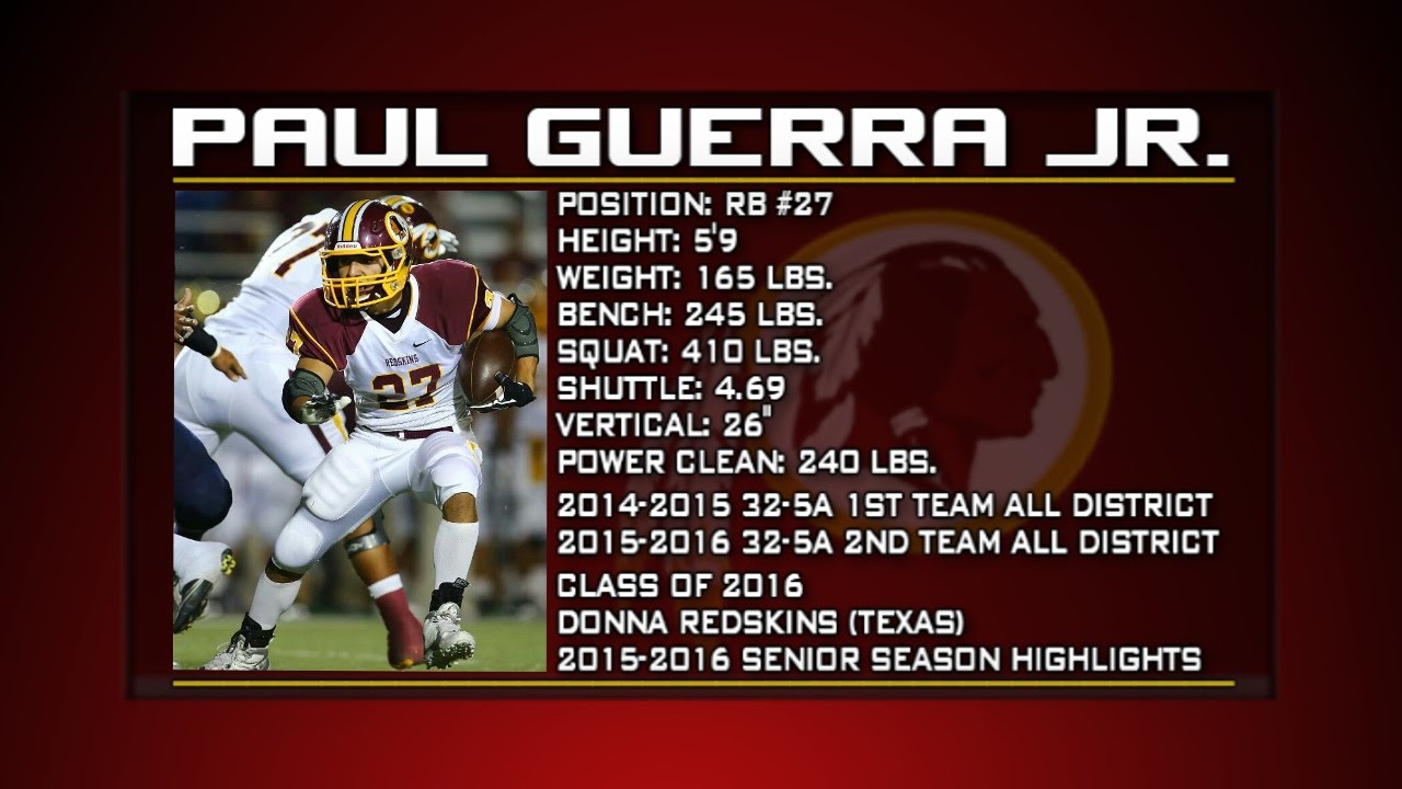 Donna Redskins RB Paul Guerra Jr. (Senior Highlights) - YouTube