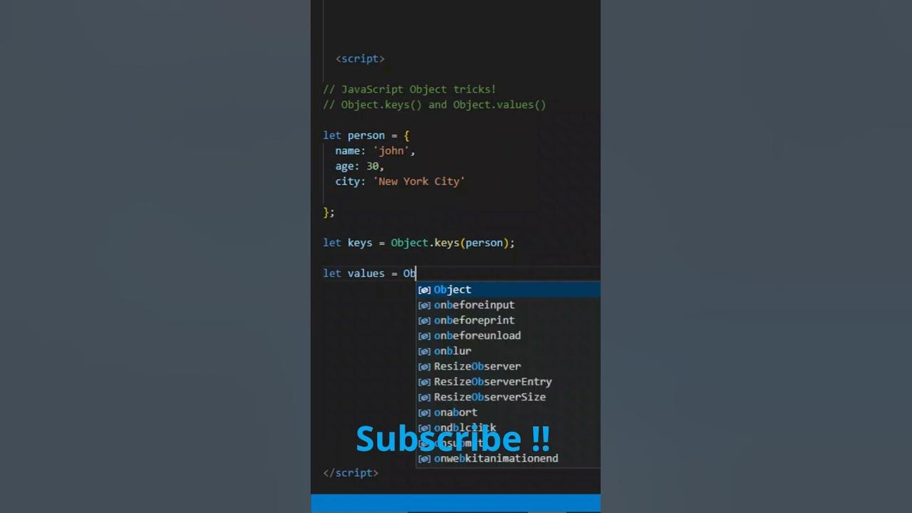 Javascript Object Tricks You Should Know Javascript Javascriptbeginner Youtube