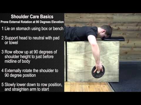 Shoulder Care Basics - Prone External Rotation at 90 Degrees Elevation ...