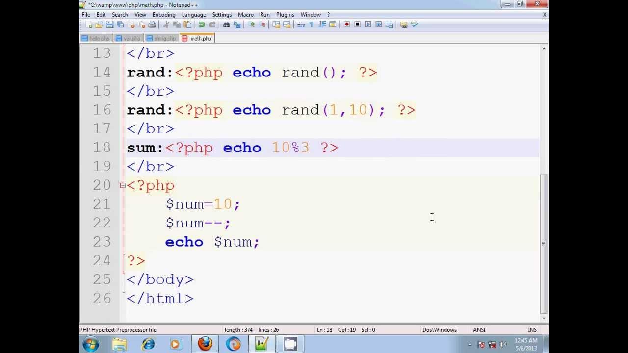 PHP BANGLA TUTORIAL#6 (Math function) - YouTube