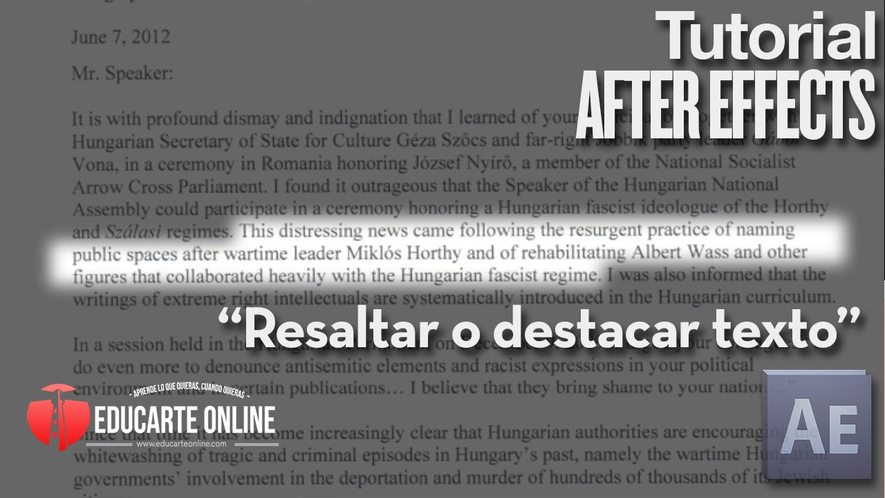 Resaltar o destacar texto de un documento – Tutorial After Effects ...