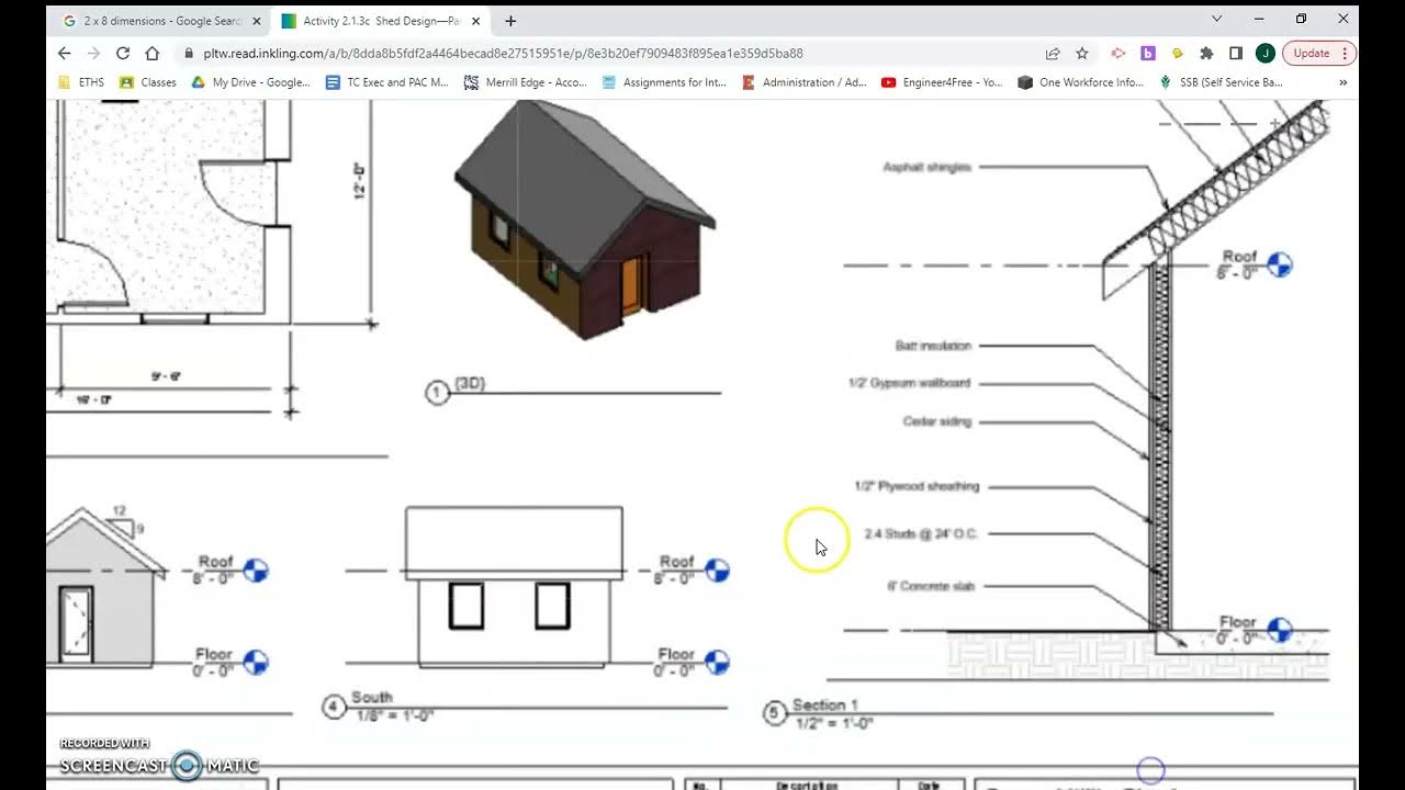 Creating Floor Slab, Doors, Windows, Roof in Revit - Shed Design Activity 2.1.3 Part 2 CEA PLTW ...