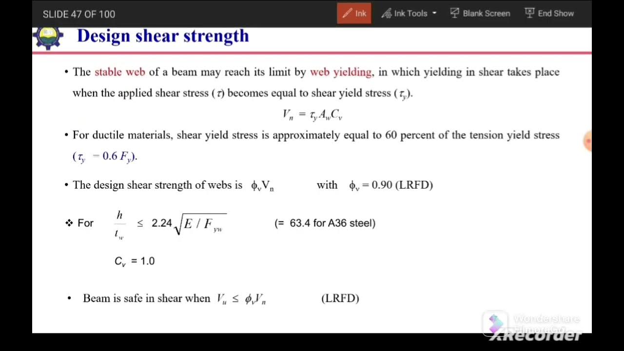 8. Design of steel beam - Shear strength of steel beam, - YouTube
