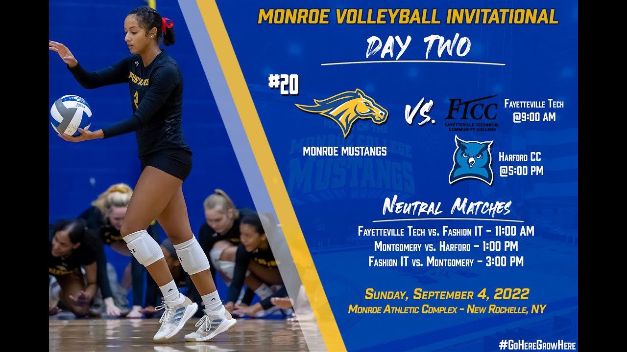 Monroe Volleyball Invitational: Monroe College Mustangs vs. Harford ...