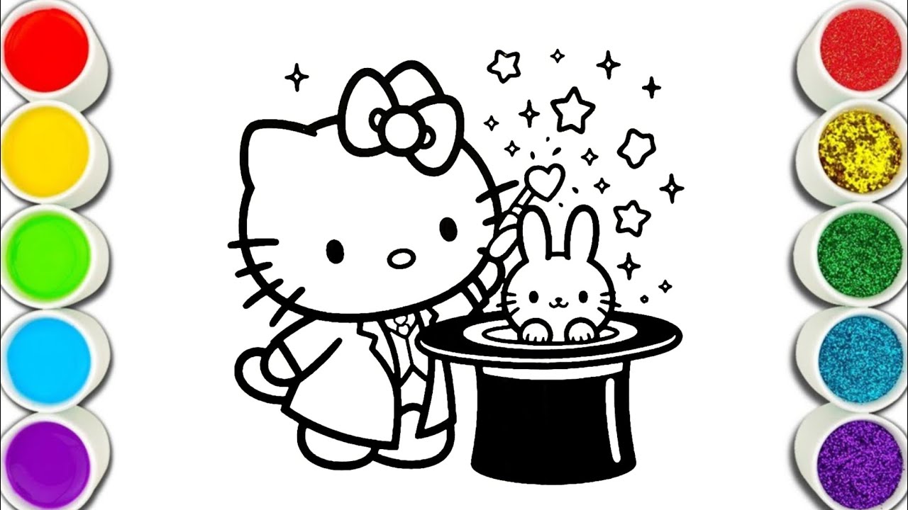 hello kitty showing magic show 🪄 drawing and colouring for kids and ...