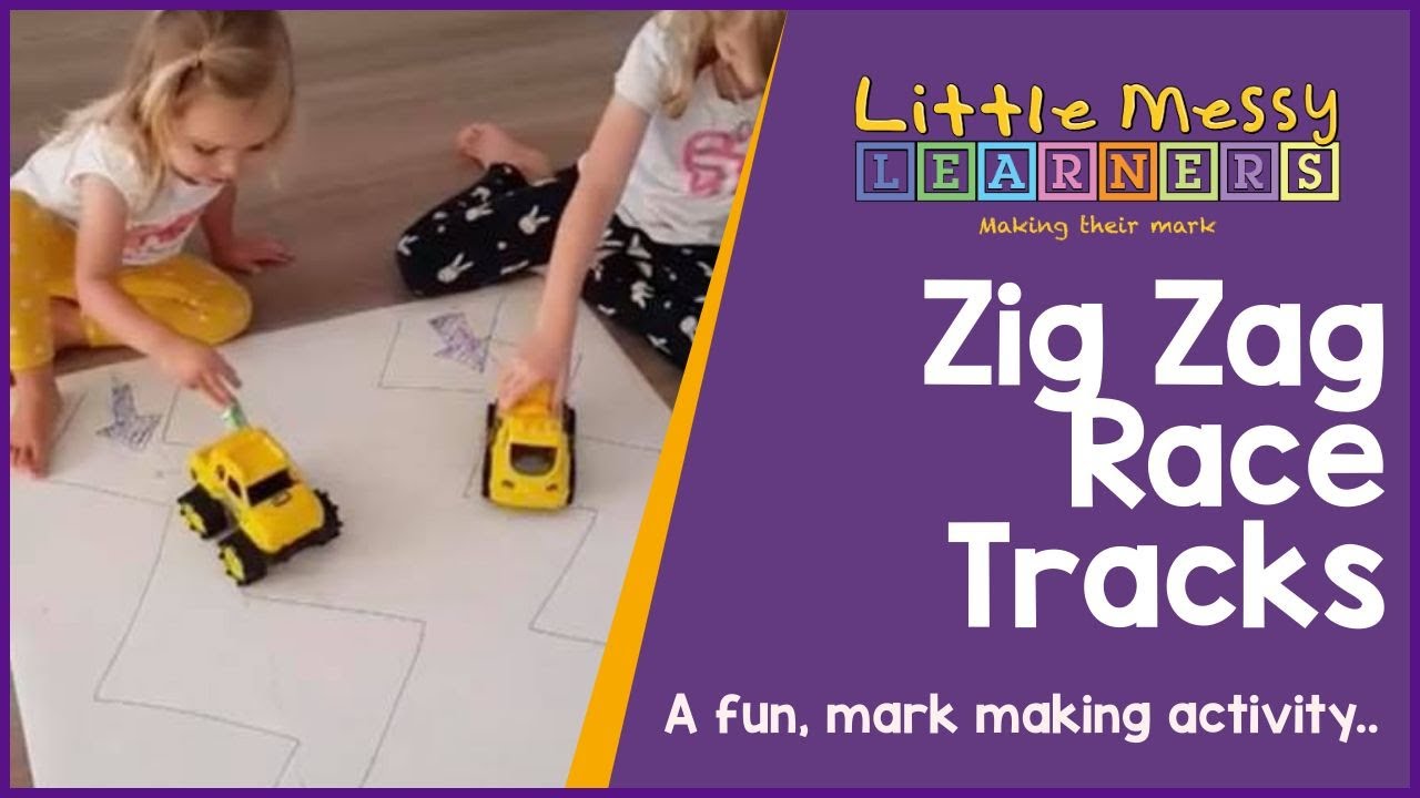 Zig Zag Mark Making Activity | Make your own car track | Little Messy ...