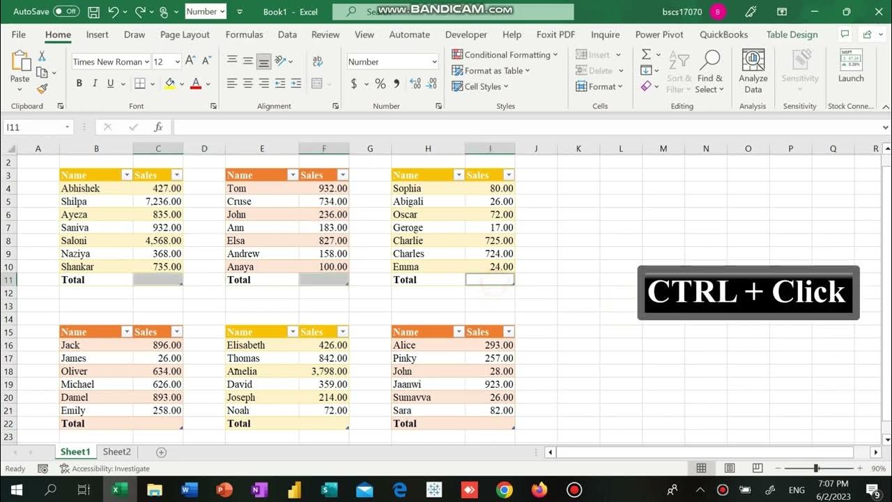 Excel - ( CTRL + Click ) & ( Alt + = ) - YouTube