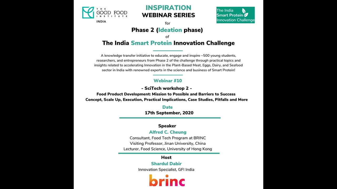 Webinar #10 - Food Product Development workshop with BRINC - YouTube