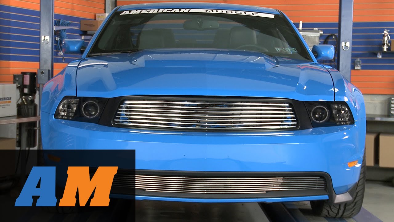 Mustang Modern Billet Retro Billet Grilles - Black and Polished (10-12 ...