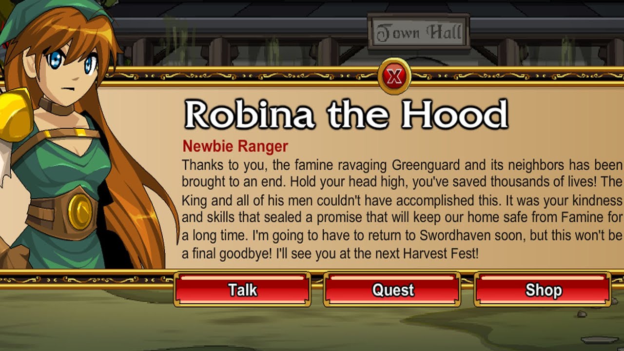 AQW NEW ROBINA THE HOOD QUEST /JOIN BLIGHTHARVEST (HARVEST FEST ORIGINS ...