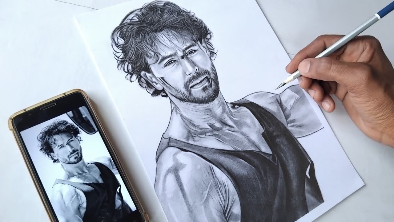 Tiger Shroff drawing, Shading Tutorial - YouTube