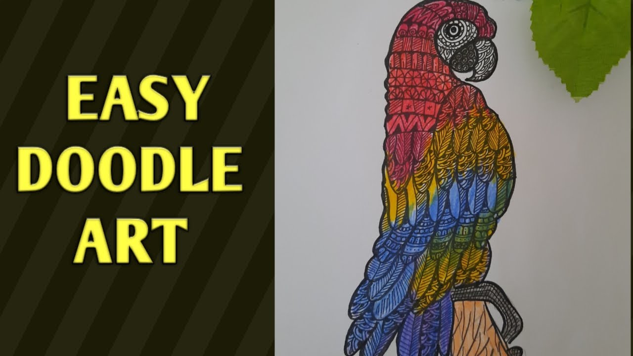 How to draw doodle for Beginners | Easy doodle drawing | parrot doodle ...