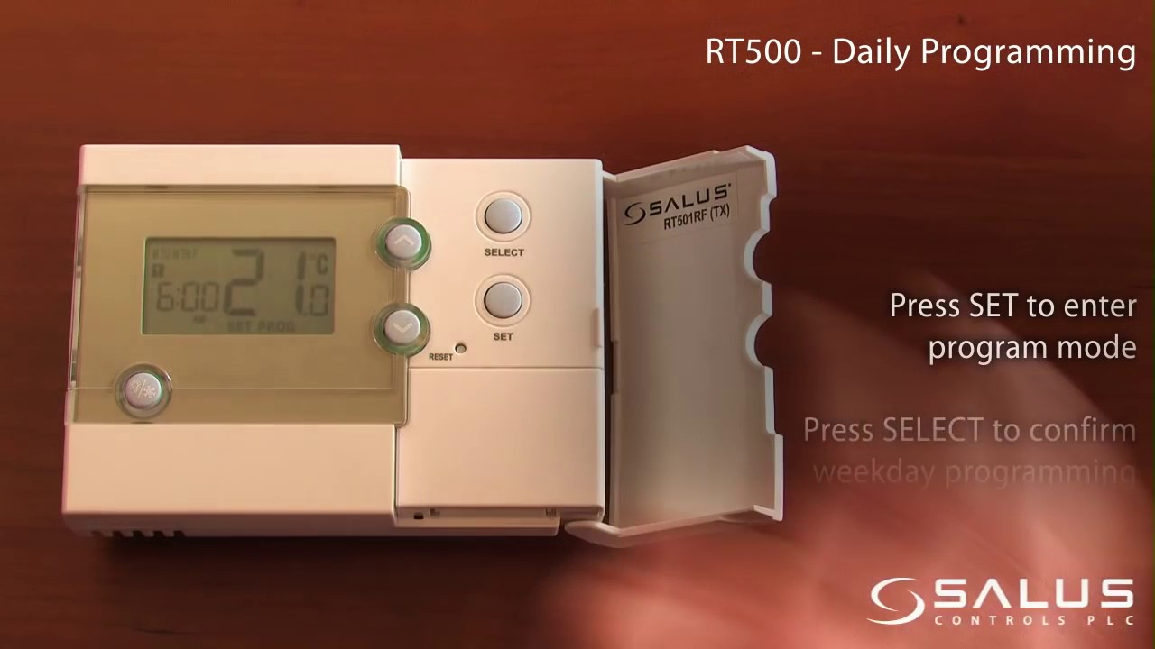 Програмиране на терморегулатор Salus RT500 - YouTube