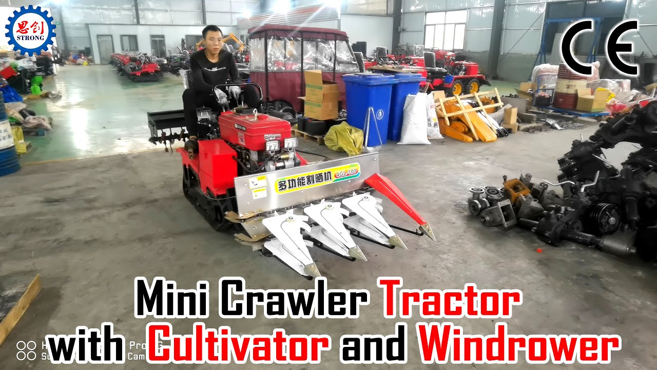 35HP Mini Crawler Tractor with Micro Cultivator and Windrower for Sale ...