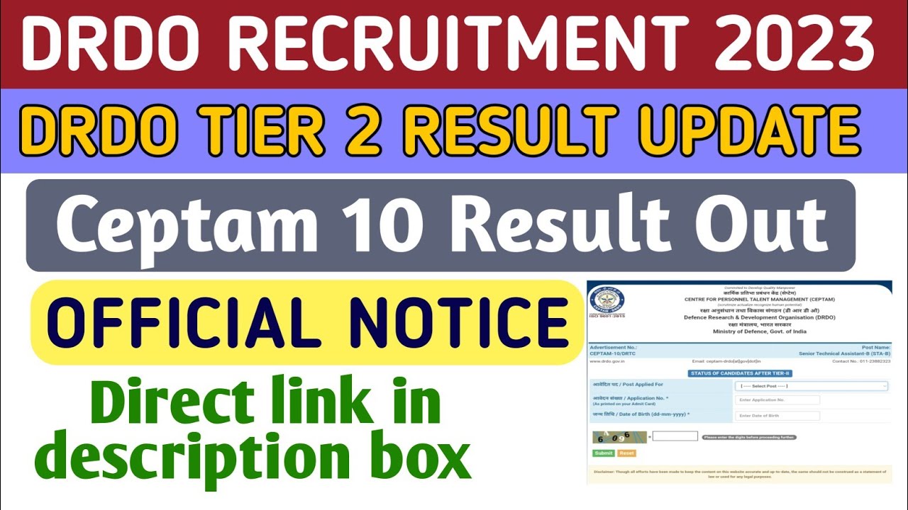 DRDO Tier 2 Result Out | DRDO Result | DRDO CEPTAM 10 Result Out | DRDO ...