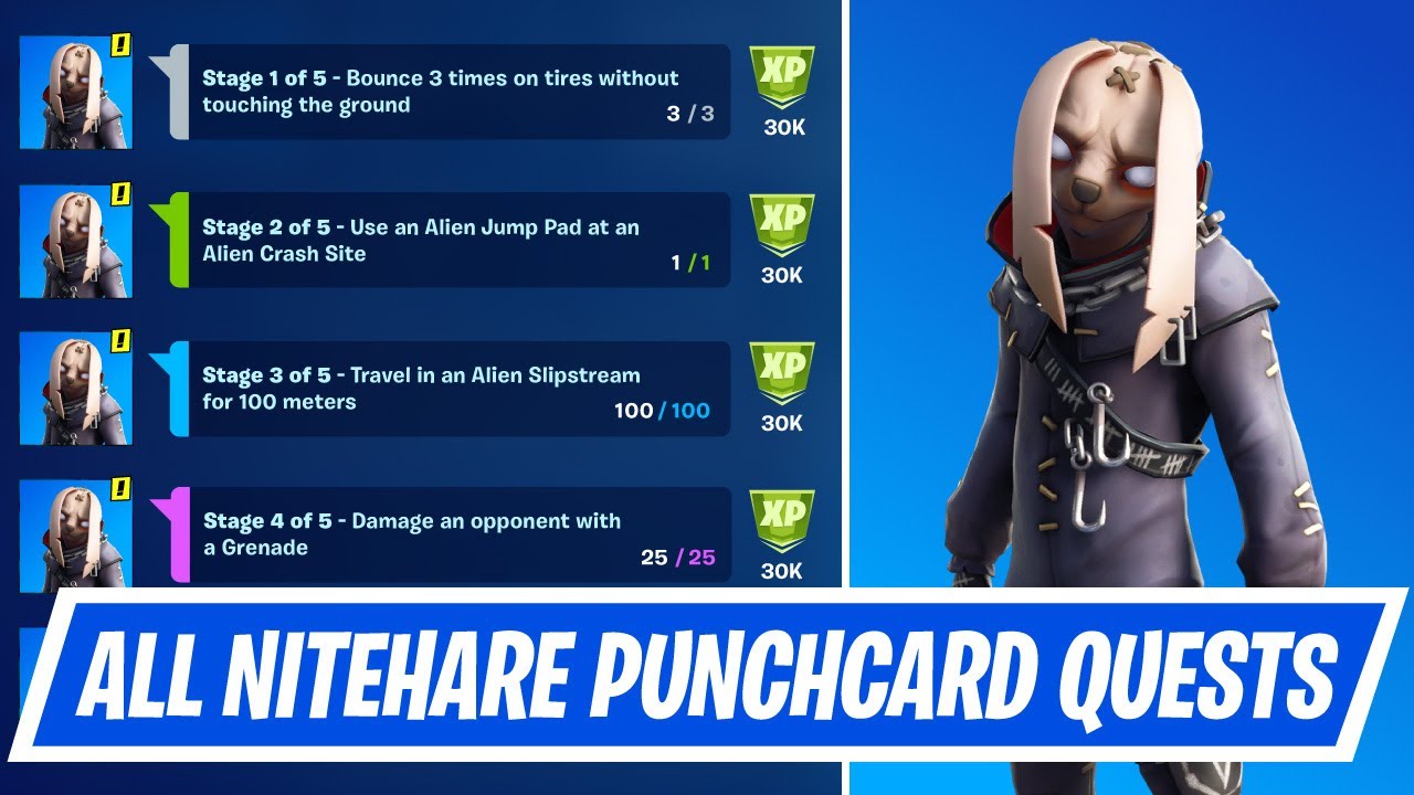 All Nitehare Punchcard Quest Challenges Guide in Fortnite - Complete ...