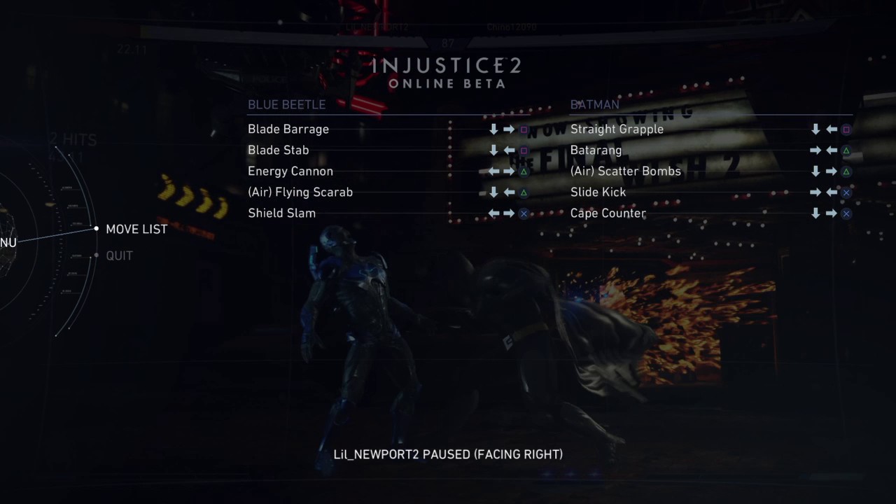 INJUSTICE 2 BETA BLUE BEETLE MOVE LIST - YouTube