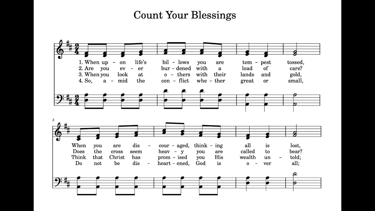 Count Your Blessings, with SCORE, Piano & Full Accompaniment, Key of D ...