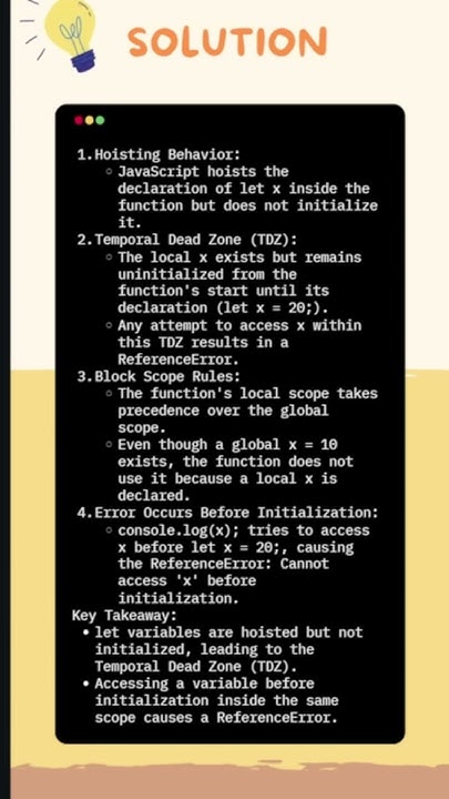 JavaScript Hoisting & Temporal Dead Zone Explained in 60 Seconds! #javascriptquiz #javascript ...