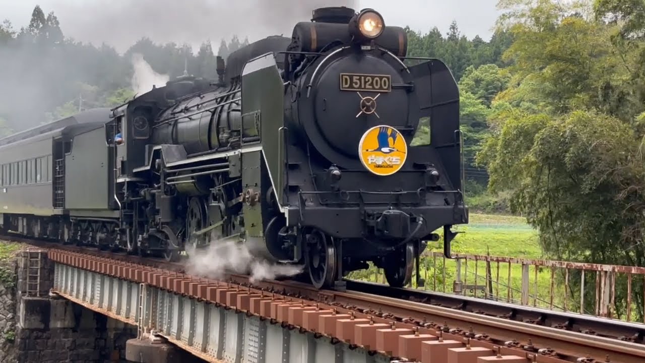 【2025.05.18】SLやまぐち号 3両目辺りを並走 D51-200号機【ある意味爆煙】 - YouTube