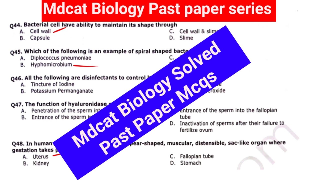 Mdcat biology past paper mcqs with solution|mdcat biology preparation ...