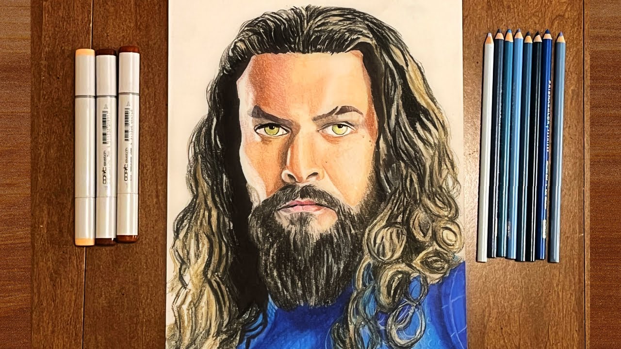 Drawing Jason Mamoa (Aquaman) | Brody Bowman Art - YouTube
