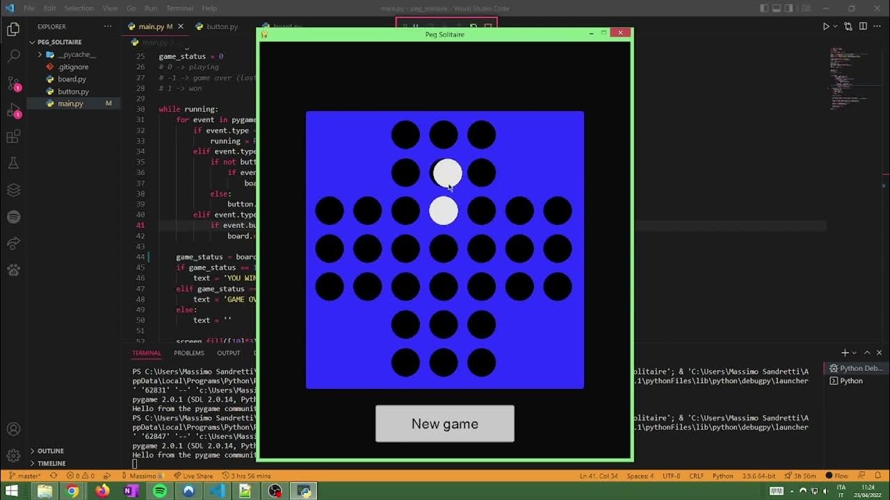 Peg solitaire in Python - Massimo Sandretti - YouTube
