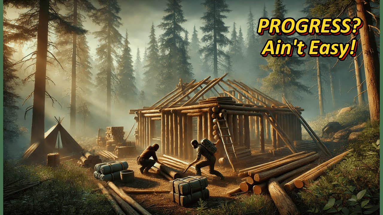 Surviving & Building a Massive Log Cabin in The Forest #fyp #viralvideo ...