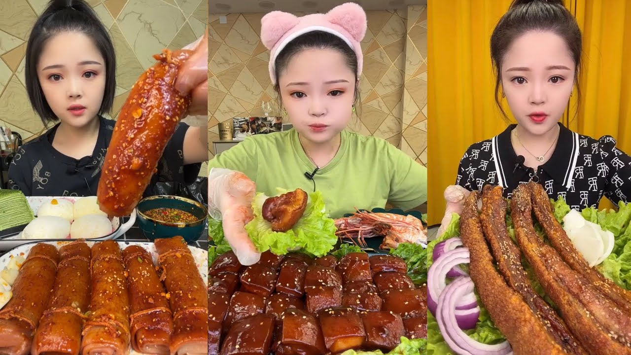 ASMR MUKBANG | Red Braised Pork Belly "Eat Meat with Big Mouthfuls Asmr ...
