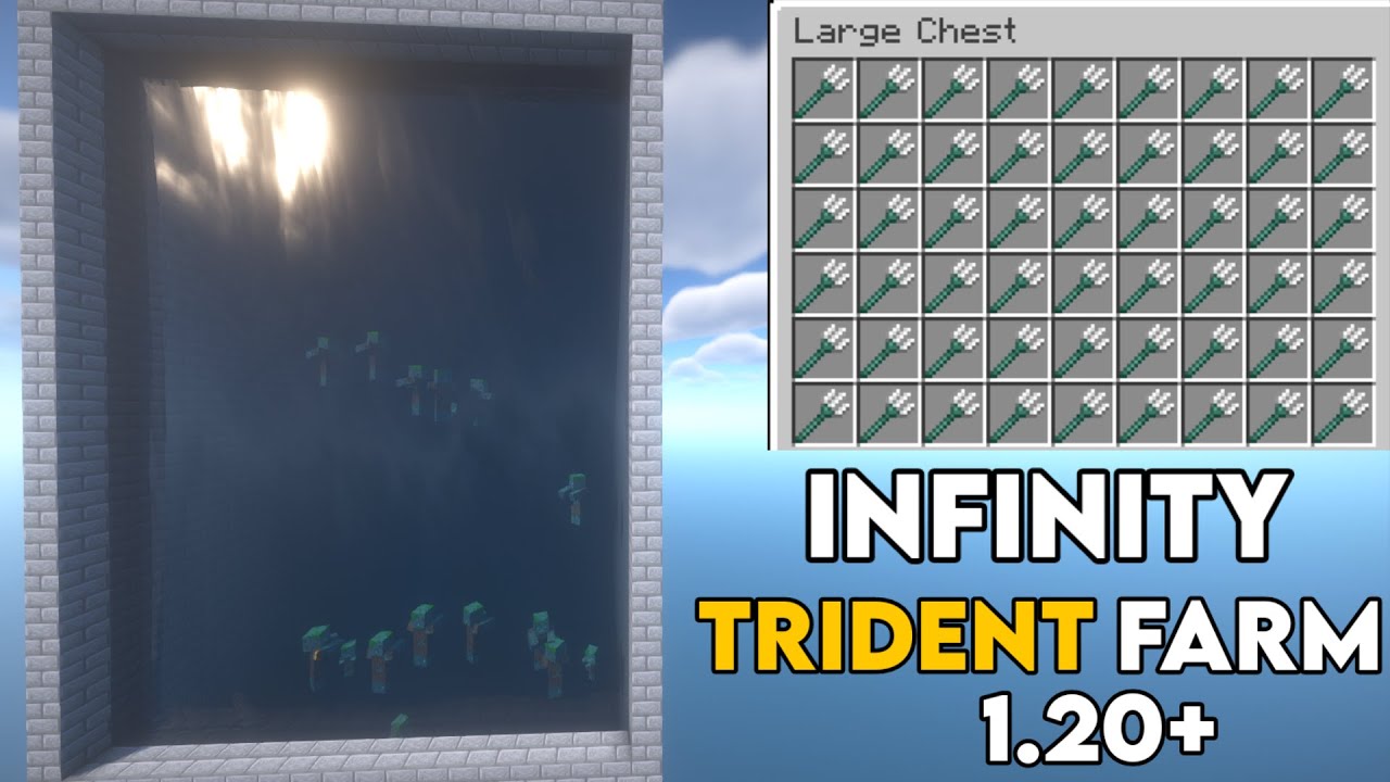 Minecraft Easy Drowned/Trident Farm 1.20.4+ [java edition] - YouTube