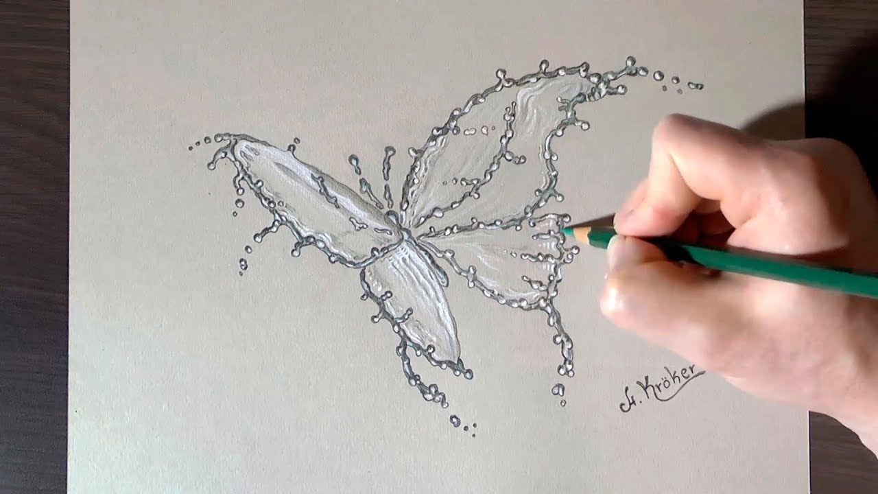 How to Draw a Water Splash Butterfly - YouTube