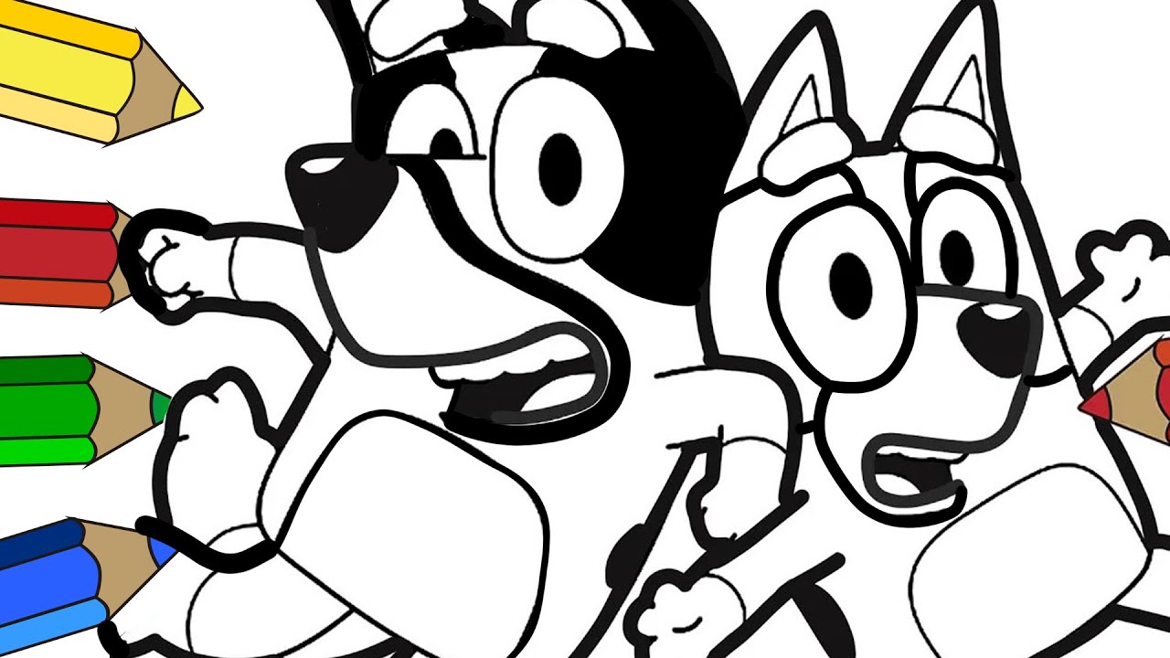 Drawing Bluey and Bingo Dancing 🔵How to Draw Bluey and Bingo Together ⭐ ...