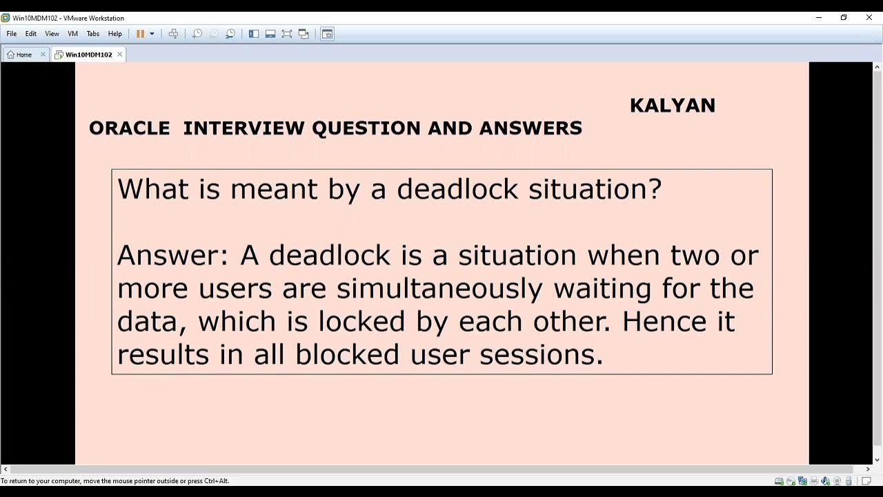 ORACLE SQL, ORACLE INTERVIEW Q&A, DEAD LOCK - YouTube