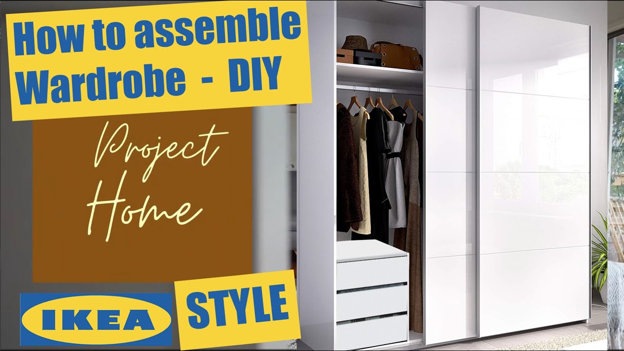 How to Assemble Sliding Door Wardrobe with Drawers 🛠 Step-by-Step IKEA ...