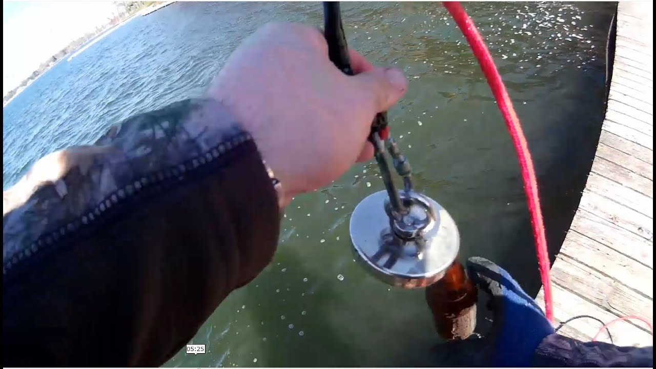 Grim Does grab a cold one magnet fishing Breezy Point - YouTube