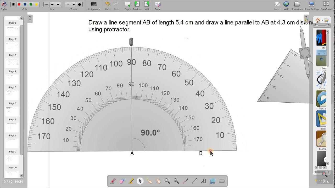 Constructing parallel line to a given line using protractor - YouTube