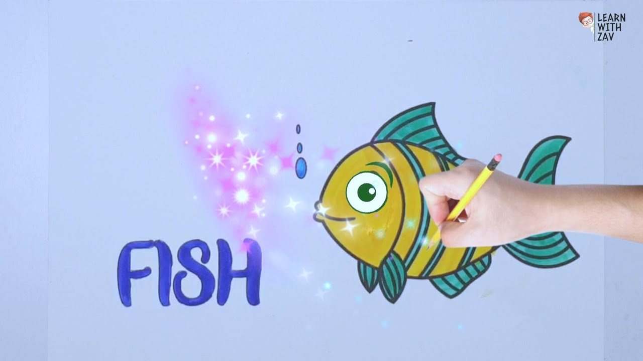 fish drawing for kids | how to draw a fish | fish colors | f for fish ...