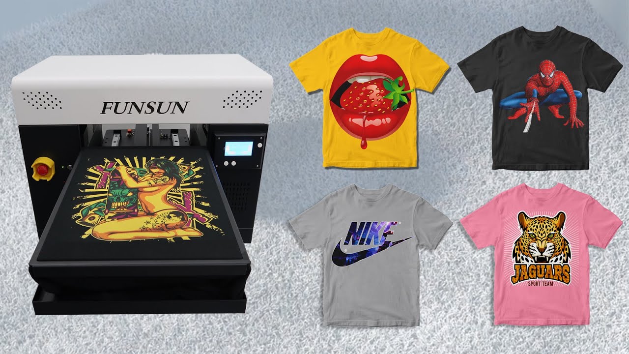 How to Print Dark (Black ) T-shirt by Funsun DTG Printer - YouTube