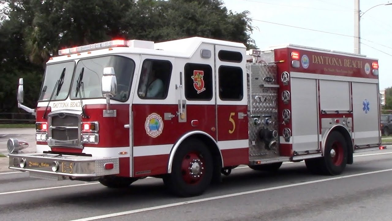 Daytona Beach Fire Department Engine 5 Responding 8-28-21 - YouTube