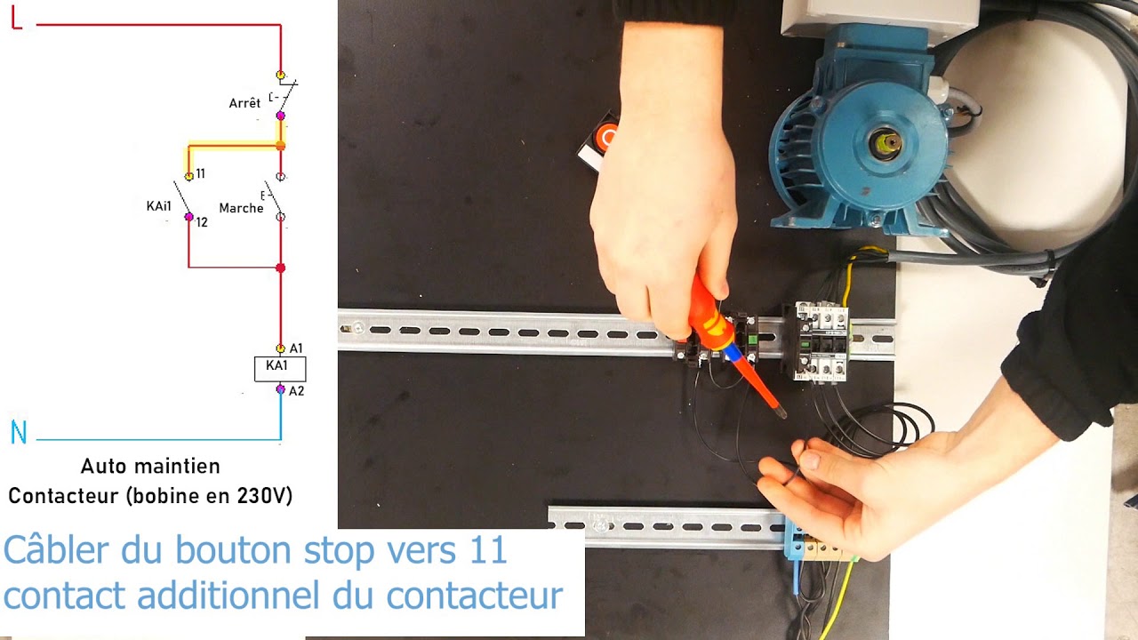 Câblage d'un auto maintien par un contacteur | MONTAGE - YouTube