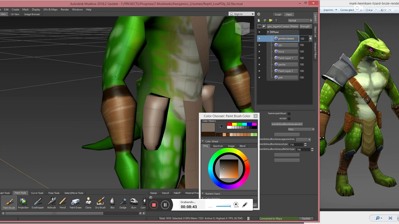 Personaje_Reptil lowPoly Parte 7: Pintado MudBox 02 - YouTube
