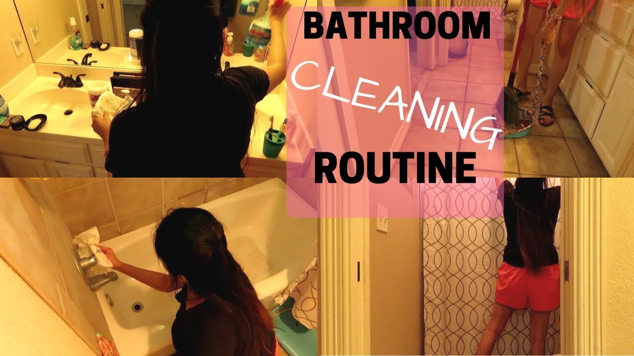 BATHROOM CLEANING ROUTINE! - YouTube