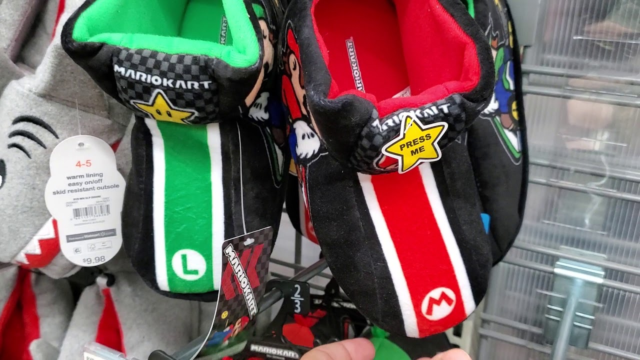 Mario Kart Slippers at Walmart with audio sound effects - YouTube