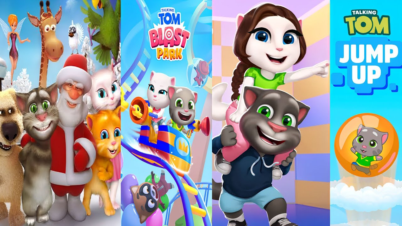 Talking Santa meet Ginger vs Talking Tom Blast Park vs My Talking ...