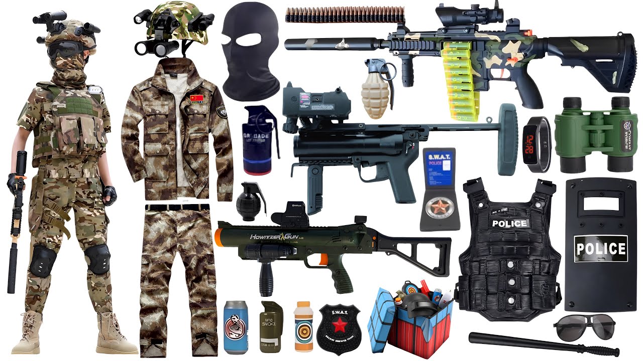 Unpacking special forces military weapon toy set, M320 grenade launcher ...