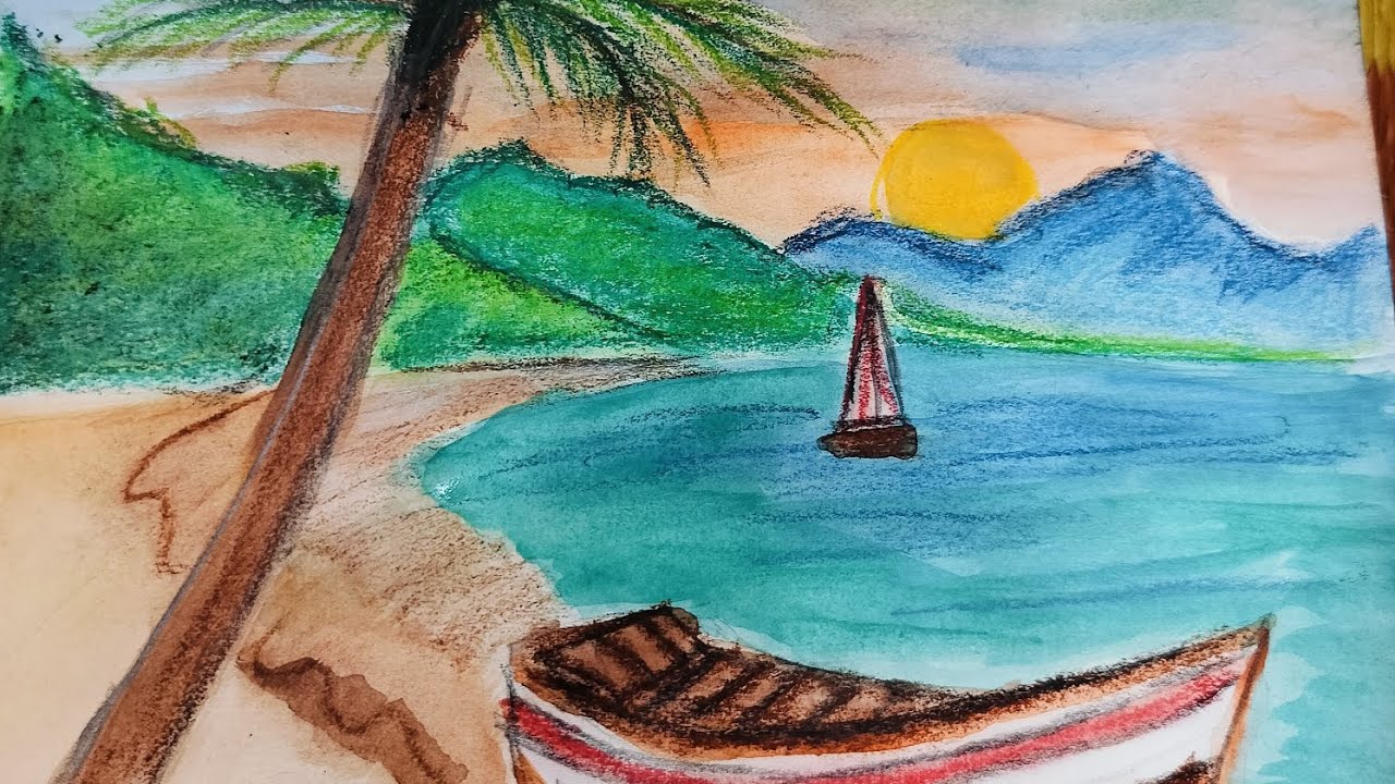 How to draw a seascape #drawing - YouTube