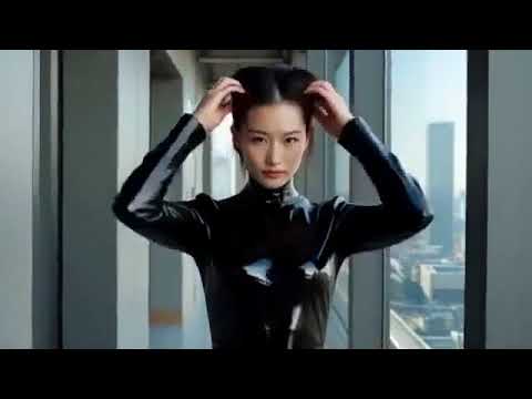 Asian Female Boss Latex suit Transformation