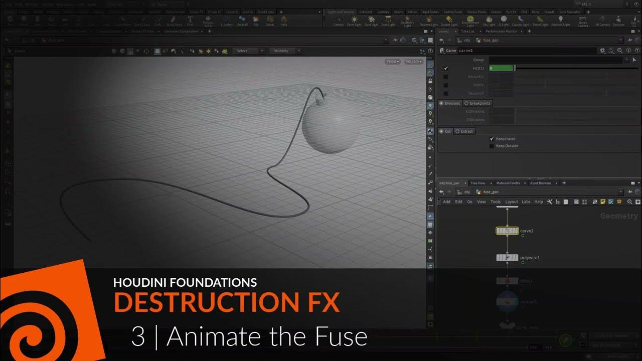 Houdini Foundations | Destruction FX 03 | Animate the Fuse - YouTube