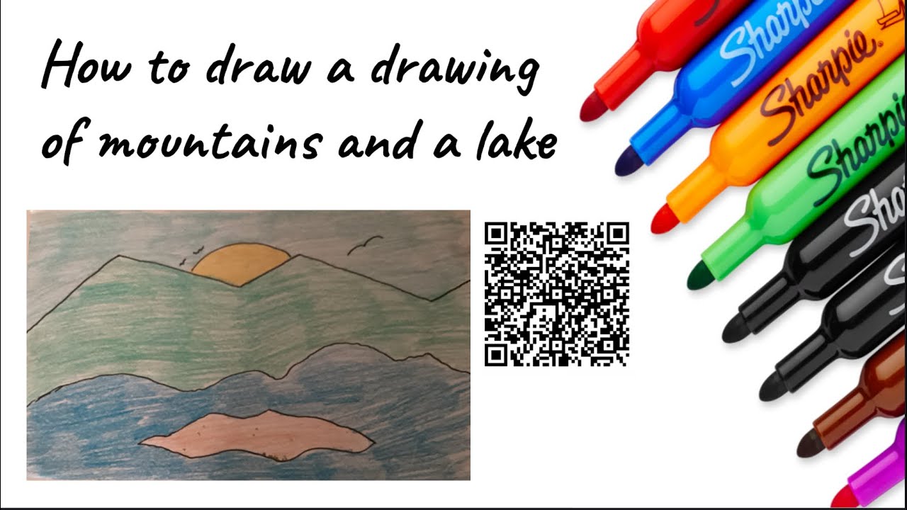 How to draw a very easing drawing of a lake and mountains watch now ...