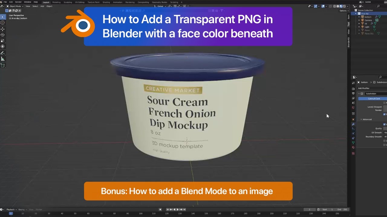 Transparent PNG in Blender with a face color beneath & add a Blend Mode ...